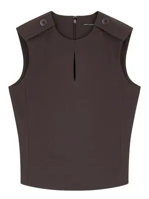 Armani Exchange Recycled Crepe Regular Fit Top - Brown