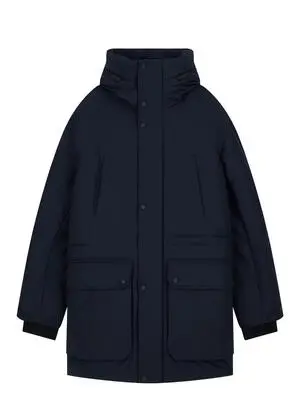 Armani Exchange Padded Trench Coat With Rib Details - Navy Blue