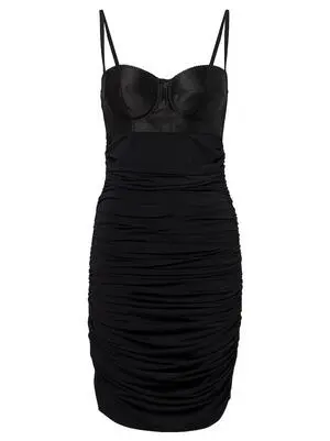 Dolce & Gabbana Ruched Satin Minidress - Black