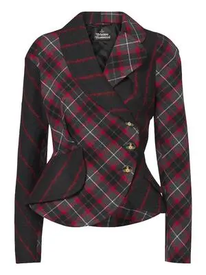 VIVIENNE WESTWOOD Peplum Tartan Wool Jacket - Grey