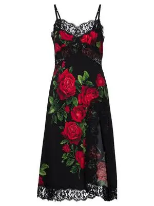 Dolce & Gabbana Charmeuse Silk And Cotton-blend Slip Dress - Multicoloured