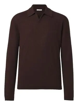 THE ROW Ripley Cashmere Polo Sweater - Brown