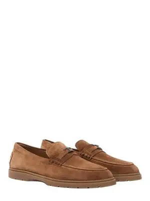 TOD'S Suede Penny Loafers - Brown