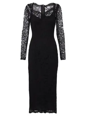 Dolce & Gabbana Lace Midi Dress - Black