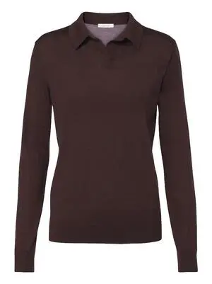 THE ROW Pauli Wool And Silk Polo Sweater - Brown