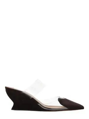 Alaïa Le Coeur 60 Leather Wedge Mules - Brown