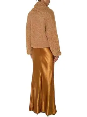 Elisabetta Franchi Fleece Pullover With Terry Texture And Ribbed Hem - Brown