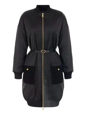 Elisabetta Franchi Down Jacket In Voile Fabric - Black