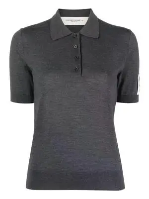 GOLDEN GOOSE Virgin Wool Knit Polo Shirt - Grey