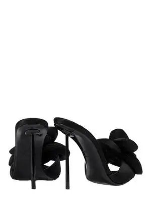 LE SILLA Rose Floral-appliqué Stiletto Sandals - Black