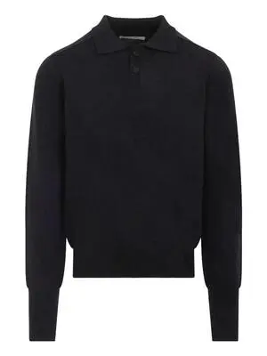 Studio Nicholson Sark Long-sleeve Knitted Polo Shirt - Grey