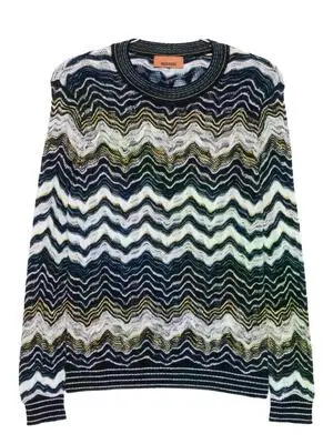 Missoni Zigzag-knit Crew Neck Sweater - Blue