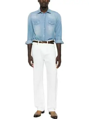 SARTORIO NAPOLI Western-yoke Faded Shirt - Blue