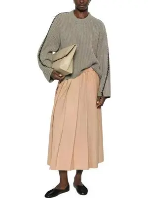 KUJTEN Ribbed Knit Sweater With Whipstitch Trim - Green