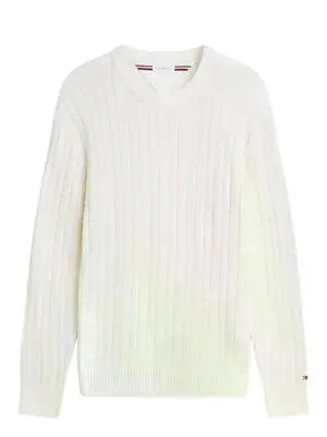 Tommy Hilfiger Crew Neck Basket-weave Knit Sweater - Neutrals