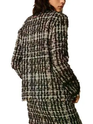 TWINSET Bouclé Jacket With Jewel Buttons - Black