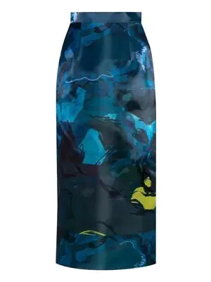 ROKSANDA Irma Abstract Print Midi Skirt - Blue