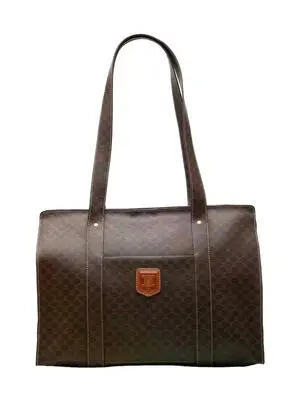 Celine 1996 Macadam Coated Canvas Tote Bag - Brown