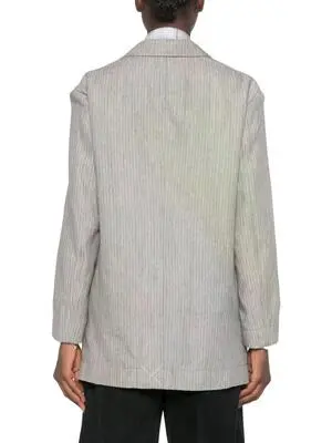 R13 Pinstripe Pattern Oversized Fit Blazer - Grey