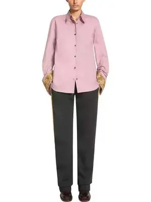 Dries Van Noten Embroidered Cotton Poplin Shirt - Pink