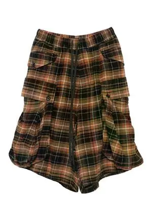 R13 Oversized Cargo Shorts With Plaid Pattern - Brown