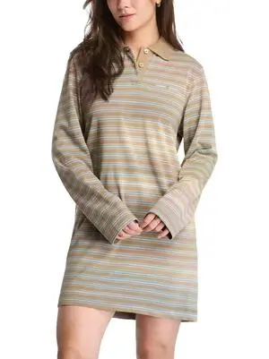 SAMSOE SAMSOE Striped Long Sleeve Mini Dress - Neutrals