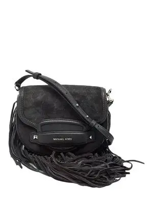 Michael Kors Leather Fringed Crossbody Bag - Black