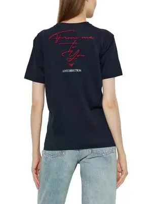 Emporio Armani Mercerised Cotton T-shirt With Emblem Detail - Blue