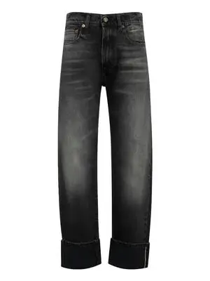 R13 Selvedge Cuffed Jeans - Black