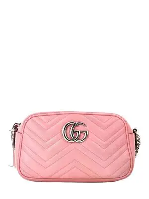 Gucci Gg Marmont Matelasse Leather Small Shoulder Bag - Pink