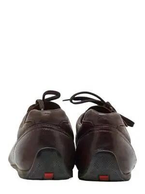 Prada Lace-up Leather Sneakers - Brown