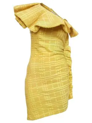 KRISTINA FIDELSKAYA Ruffled One-shoulder Jacquard Dress - Yellow