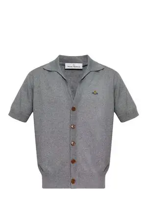 VIVIENNE WESTWOOD V-neck Cardigan With Orb Logo Embroidery - Grey