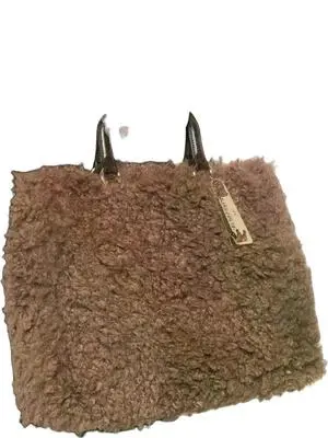 LA MILANESA Amal Faux-shearling Clutch Bag - Brown