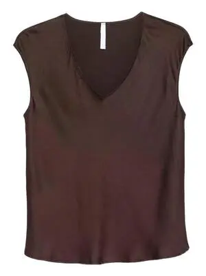 Imperial Satin-finish Scoop Neck Sleeveless Top - Brown
