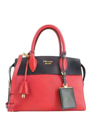 Prada Esplanade Saffiano Tote With City Calf Small Satchel - Black