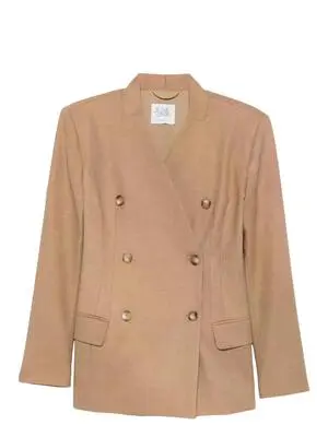LE SULLY STUDIO Double-breasted Padded-shoulder Blazer - Neutrals