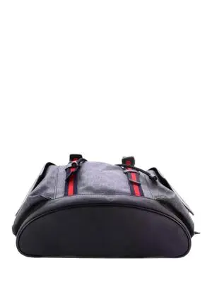 Gucci Double Pocket Buckle Gg Coated Canvas Backpack - Black