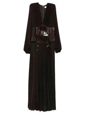 Elisabetta Franchi V-neck Maxi Dress - Brown