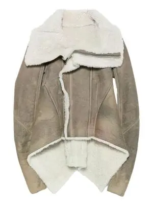 Rick Owens Rick Owens Shearling-Lined Asymmetric Jacket Grey