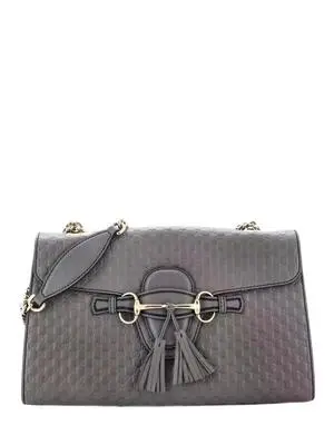 Gucci Microssima Leather Chain Flap Shoulder Bag - Grey