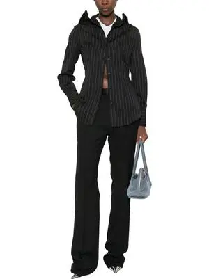 JEAN PAUL GAULTIER Pinstripe Hooded Shirt - Black