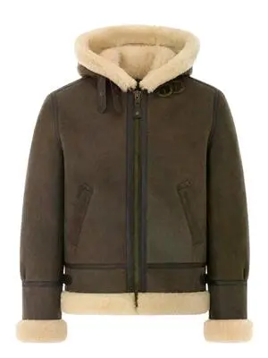 SCHOTT Shearling Lined Leather Jacket - Brown