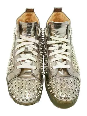 CHRISTIAN LOUBOUTIN Louis Spikes High Top Sneakers - Silver
