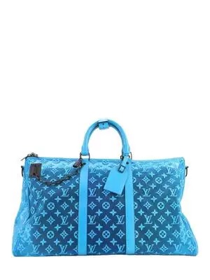 LOUIS VUITTON Keepall Bandoulière Monogram Mesh 50 Travel Bag - Blue