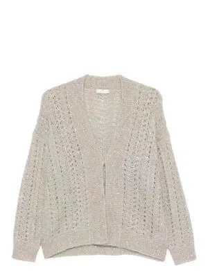 PANICALE Open-knit Cardigan With Sequin Embellishment - Neutrals