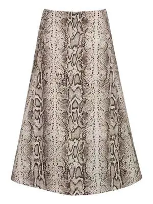 Cara Cara Aisha Snakeskin-print Midi Skirt - Grey