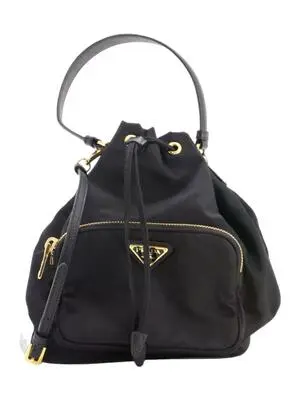 Prada Drawstring Tessuto Small Bucket Bag - Black