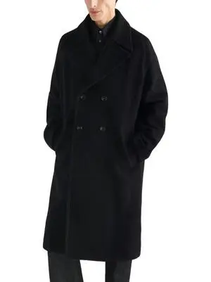 LEMAIRE Lemiare Double-breasted Coat In Felted Wool And Alpaca Blend - Black