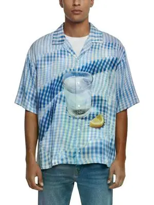 Jacquemus Le Splash Tablecloth-print Shirt - Blue